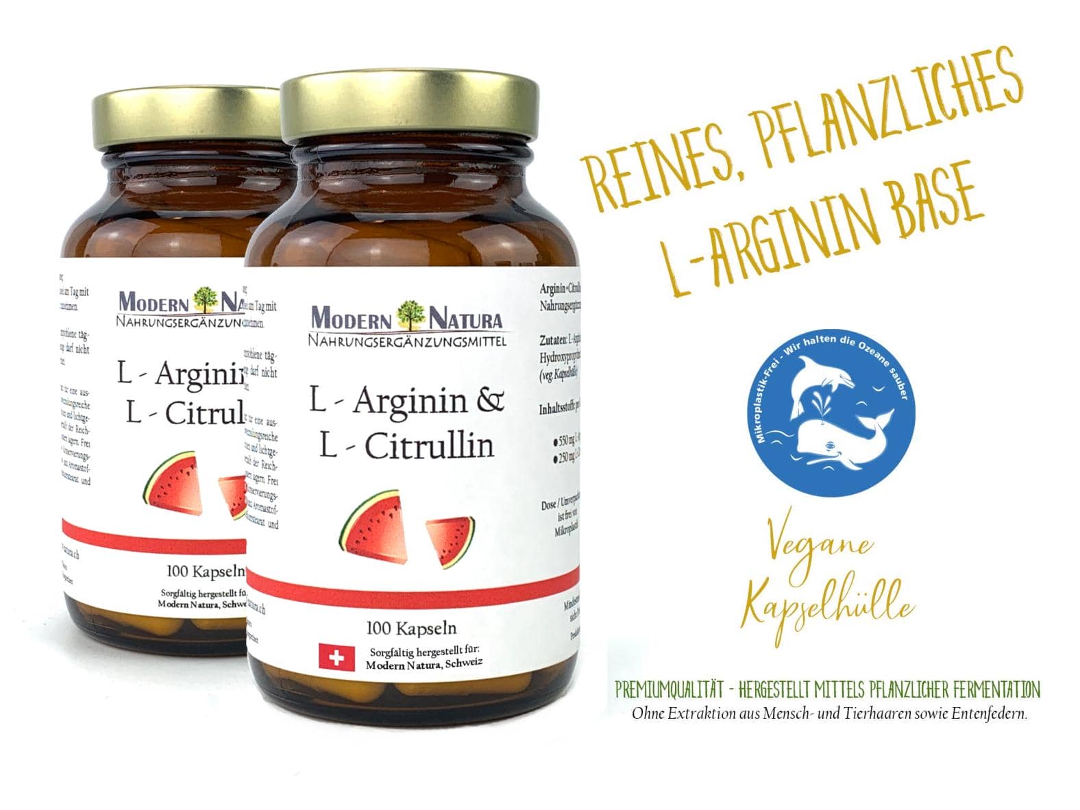L-Arginin & L-Citrullin - 2x 100 Kapseln Doppelpack - Vegan ...